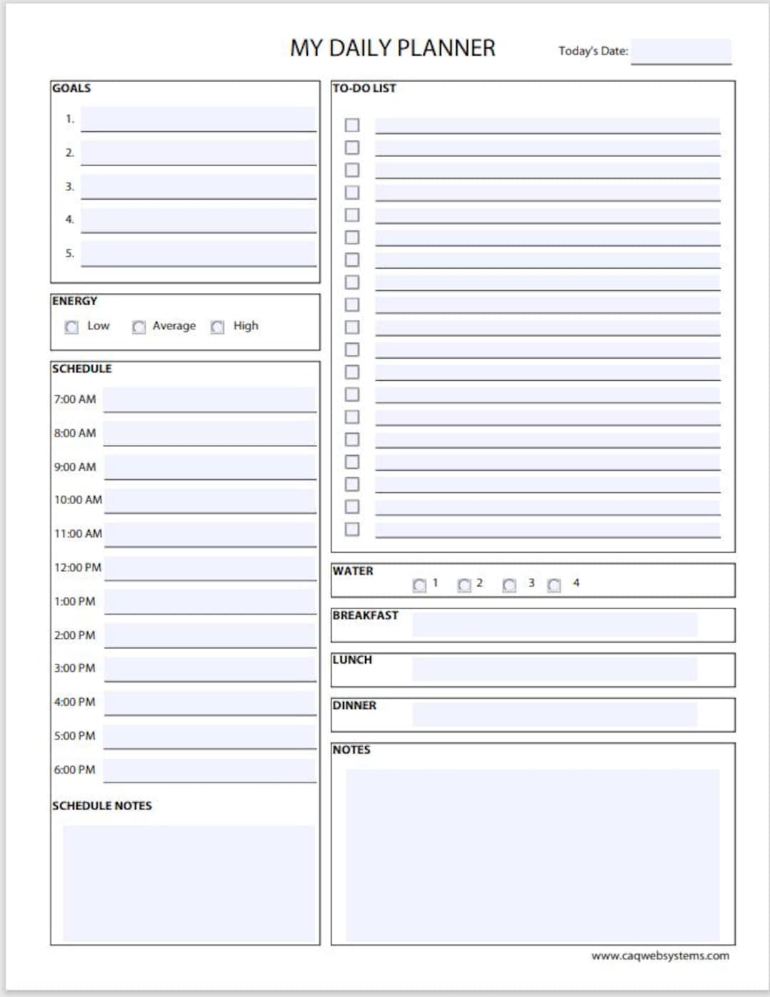MY DAILY Planner - PDF Daily Checklist and Fillable Form - Etsy
