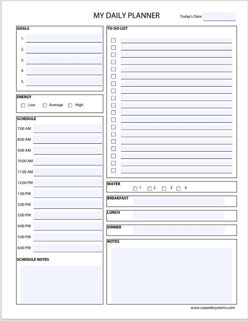MY DAILY Planner - PDF Daily Checklist and Fillable Form - Etsy
