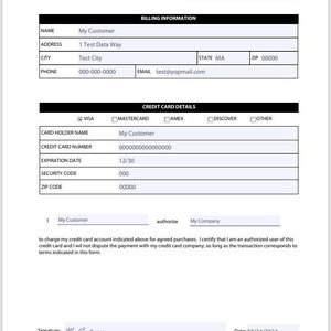 CREDIT CARD Authorization Fillable PDF Form - Etsy