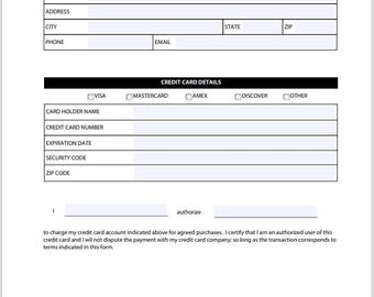 Credit Card Authorization Form for Speech Therapy (editable, Fillable ...