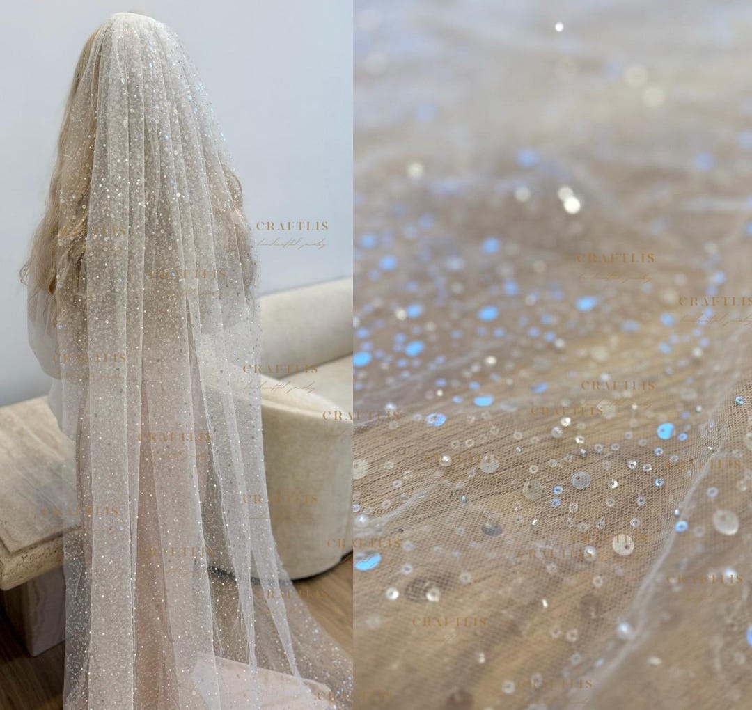Sparkle Beaded Cathedral Veil: Long Sequined Bridal Veil - Etsy
