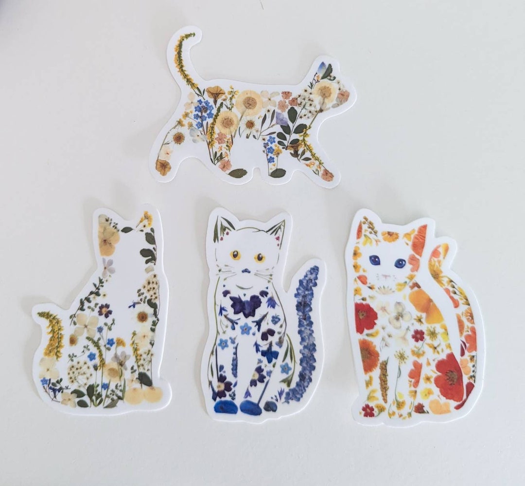 Cute Cat Stickers, Cat Sticker Pack, Black Cat Sticker, Orange Cat ...