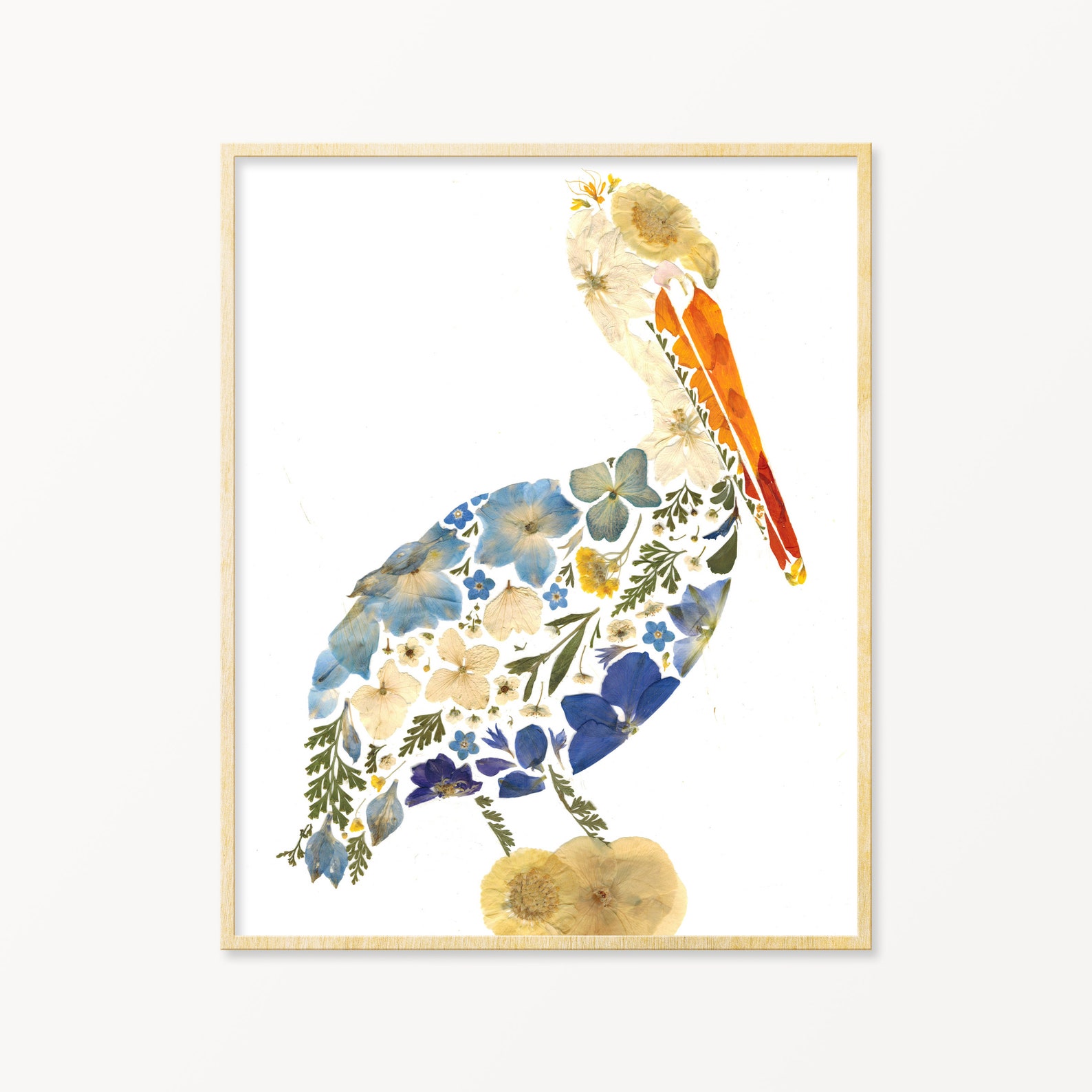 Pressed Flower Pelican Art Print Louisiana Gifts Louisiana - Etsy