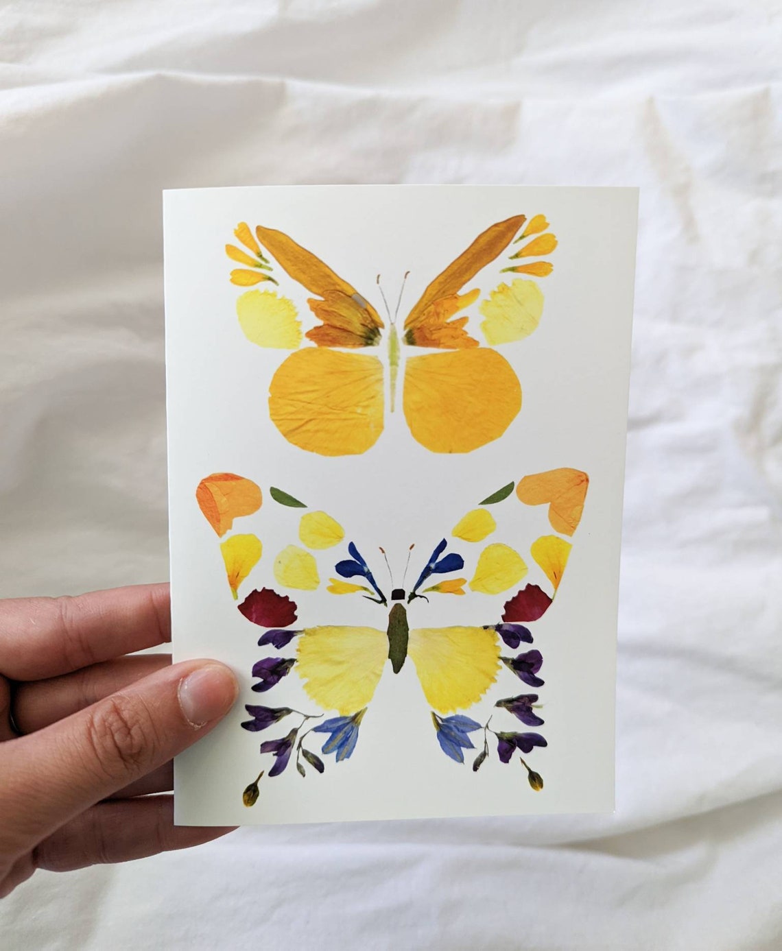 Pressed Flower Art Butterfly Greeting Cards, Botanical Floral ...