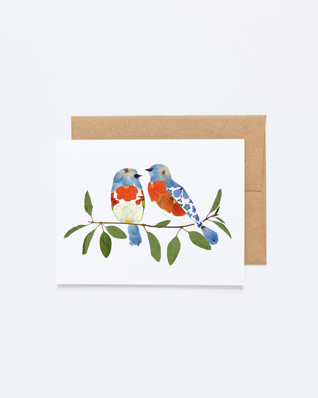 Bluebird Greeting Card, Love Birds, Blue Bird of Happiness Art, Pressed ...