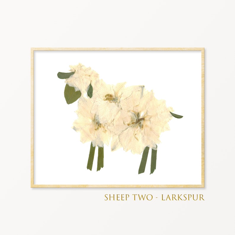 Sheep Decor, Pressed Flower Sheep Art Print, Counting Sheep Nursery ...