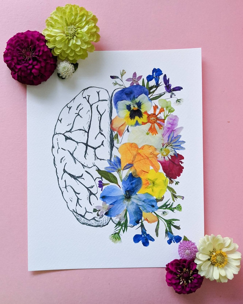 Brain Flower Art TBI Awareness Gift Psychology Gifts Brain | Etsy