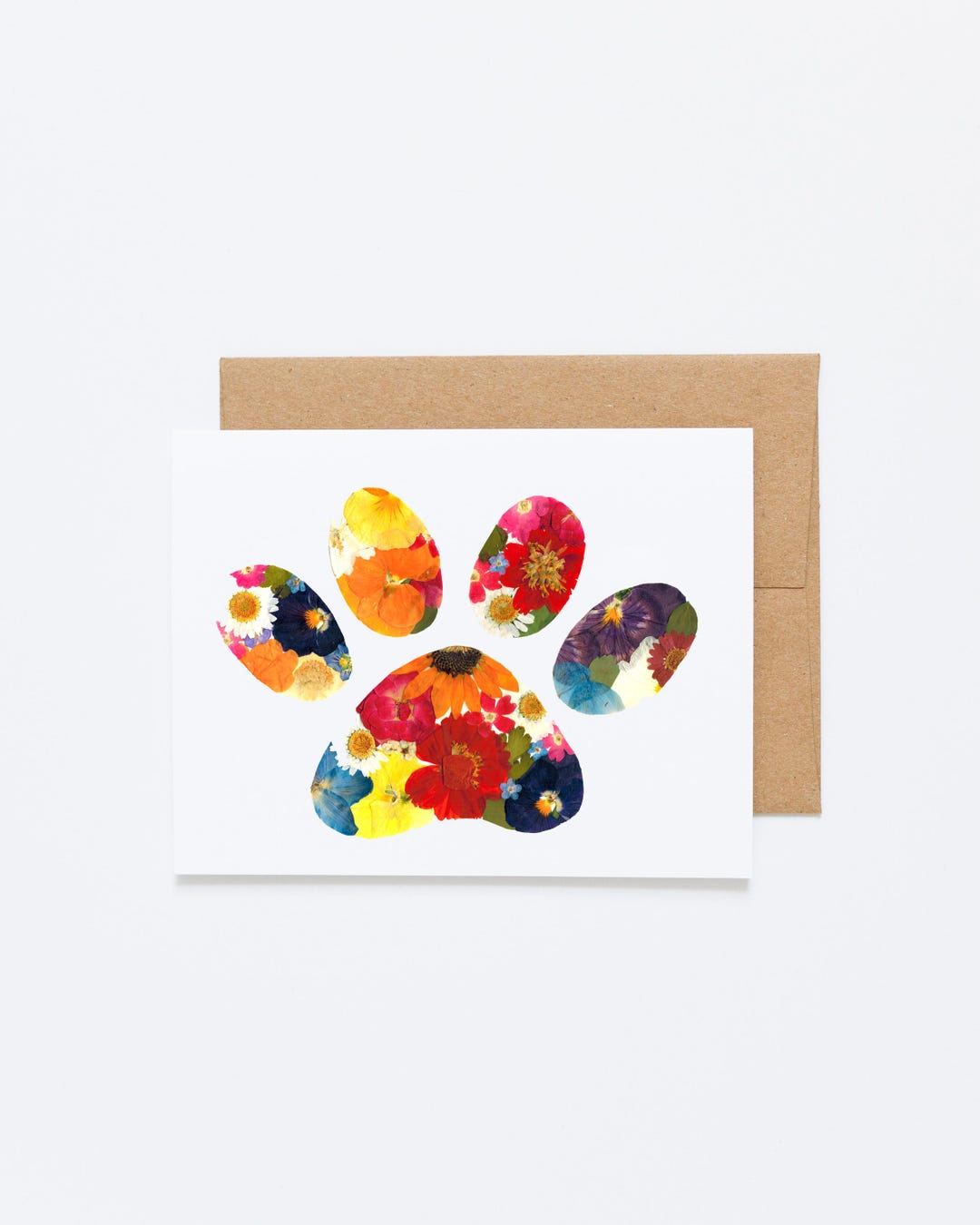 Paw Print Cards, Dog Birthday Gift, Pressed Flower Art Print Card - Etsy