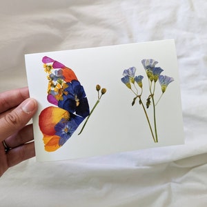 Pressed Flower Art Butterfly Greeting Cards, Botanical Floral ...
