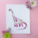 Dinosaur Print Pressed Flower Art Dinosaur Wall Art Pink - Etsy