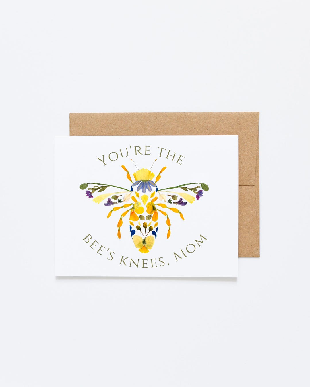 Bees Knees Mothers Day Card, Pressed Flower Art Print Card - Etsy