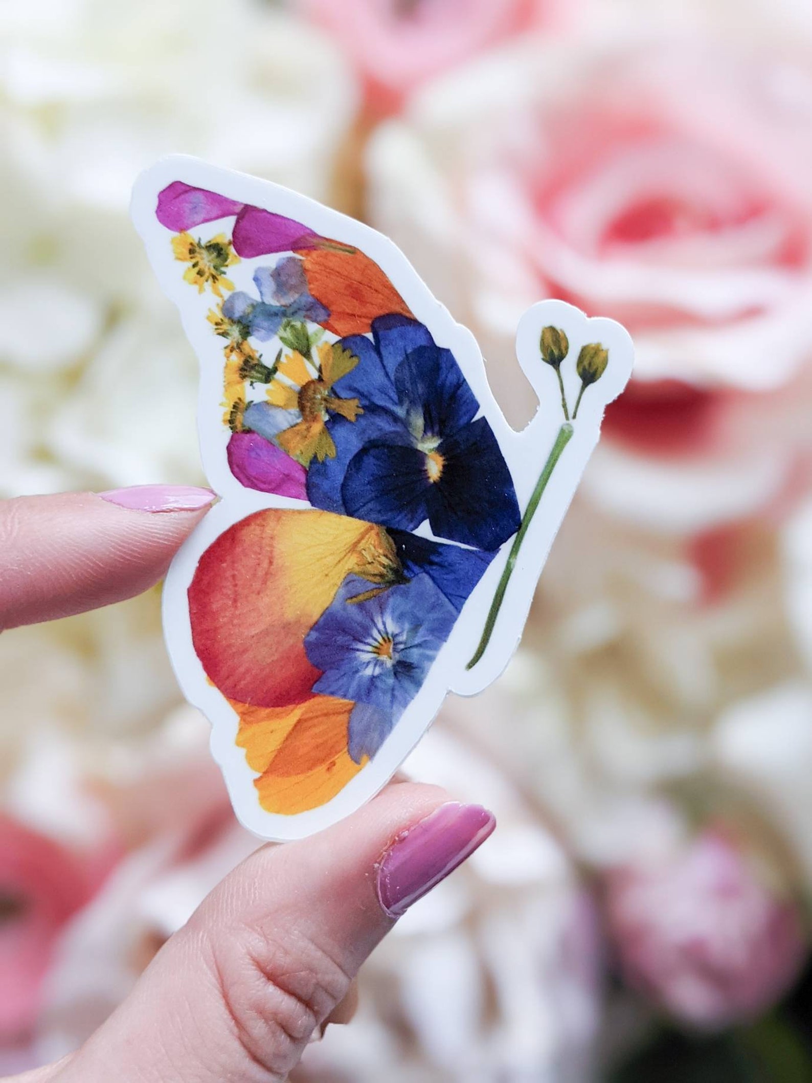 Pressed Flower Die Cut Vinyl Stickers Butterfly Sticker - Etsy