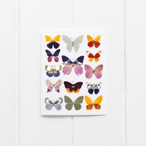 Pressed Flower Art Print Greeting Card, Blank Inside, Butterflies ...