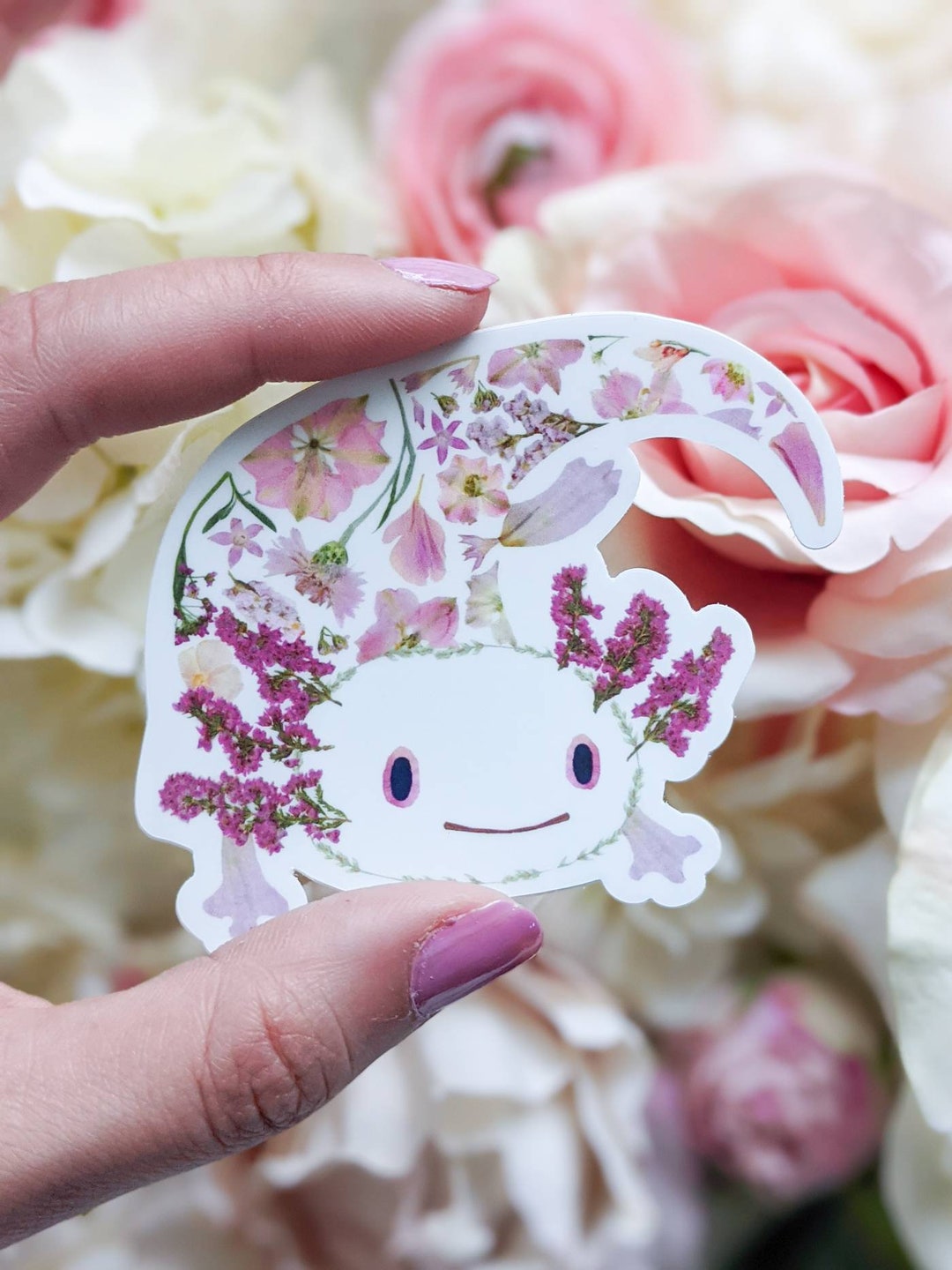 Axolotl Sticker | Pressed Flower Art | Axolotl Art | Axolotls | Vinyl ...