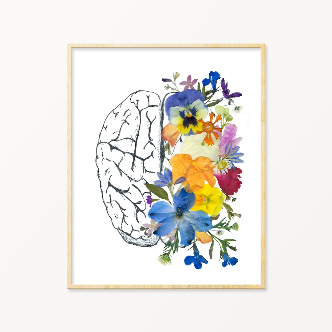 Brain Flower Art, TBI Awareness Gift, Psychology Gifts, Brain Injury ...