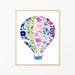 Hot Air Balloon Print | Pressed Flower Art Print | - Etsy