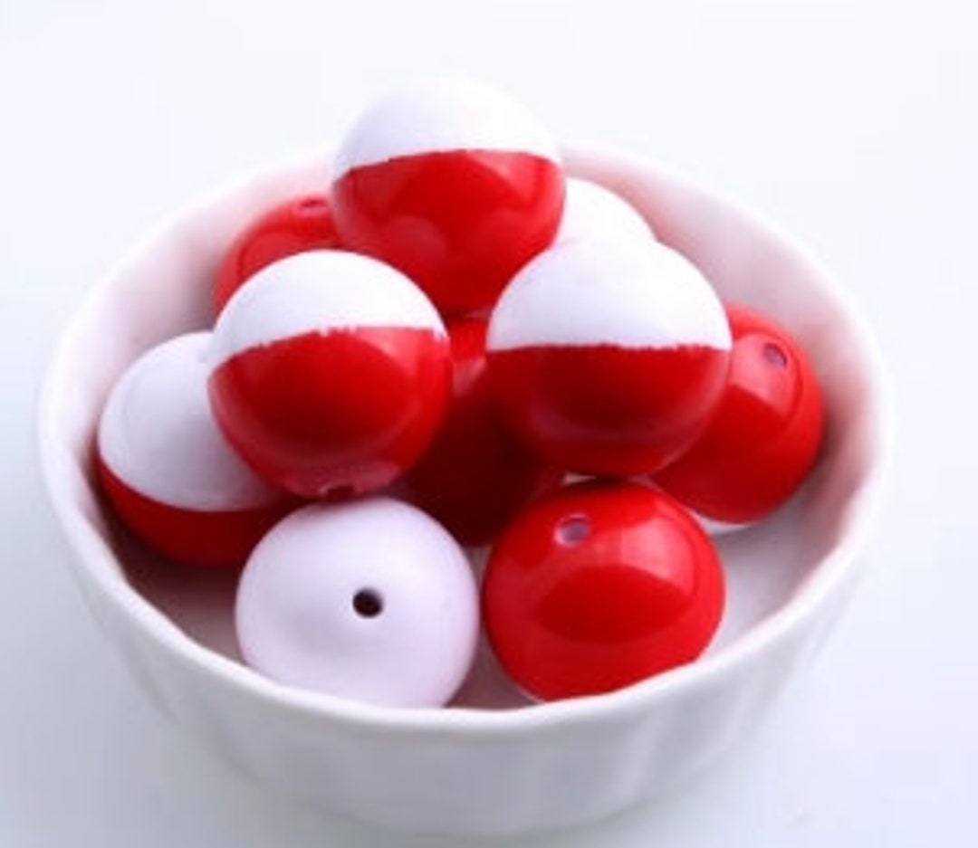 Fishing Bobber Red & White 20mm Round Acrylic Bead - Etsy