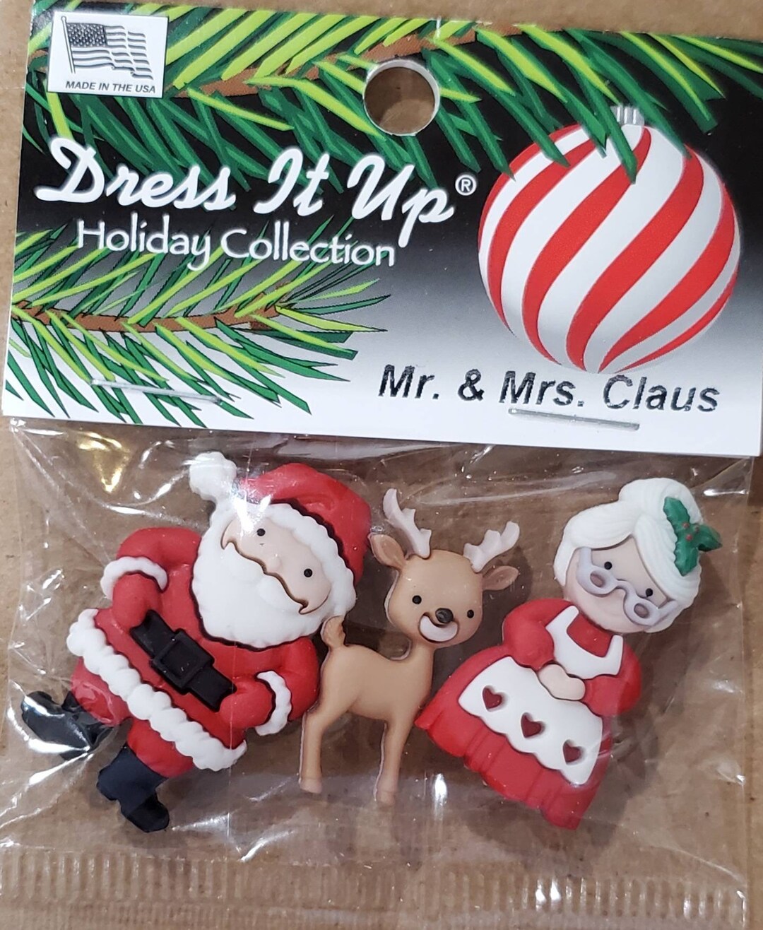 Mr and Mrs Claus Button / Embellishments - Etsy