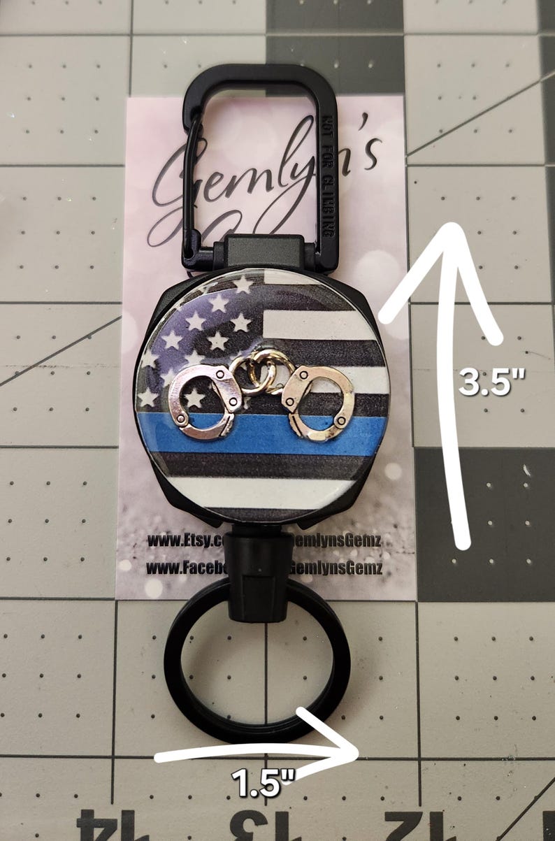 Heavy Duty Police Officer Handcuff Badge Reel or Stethescope Tag 31.5 ...