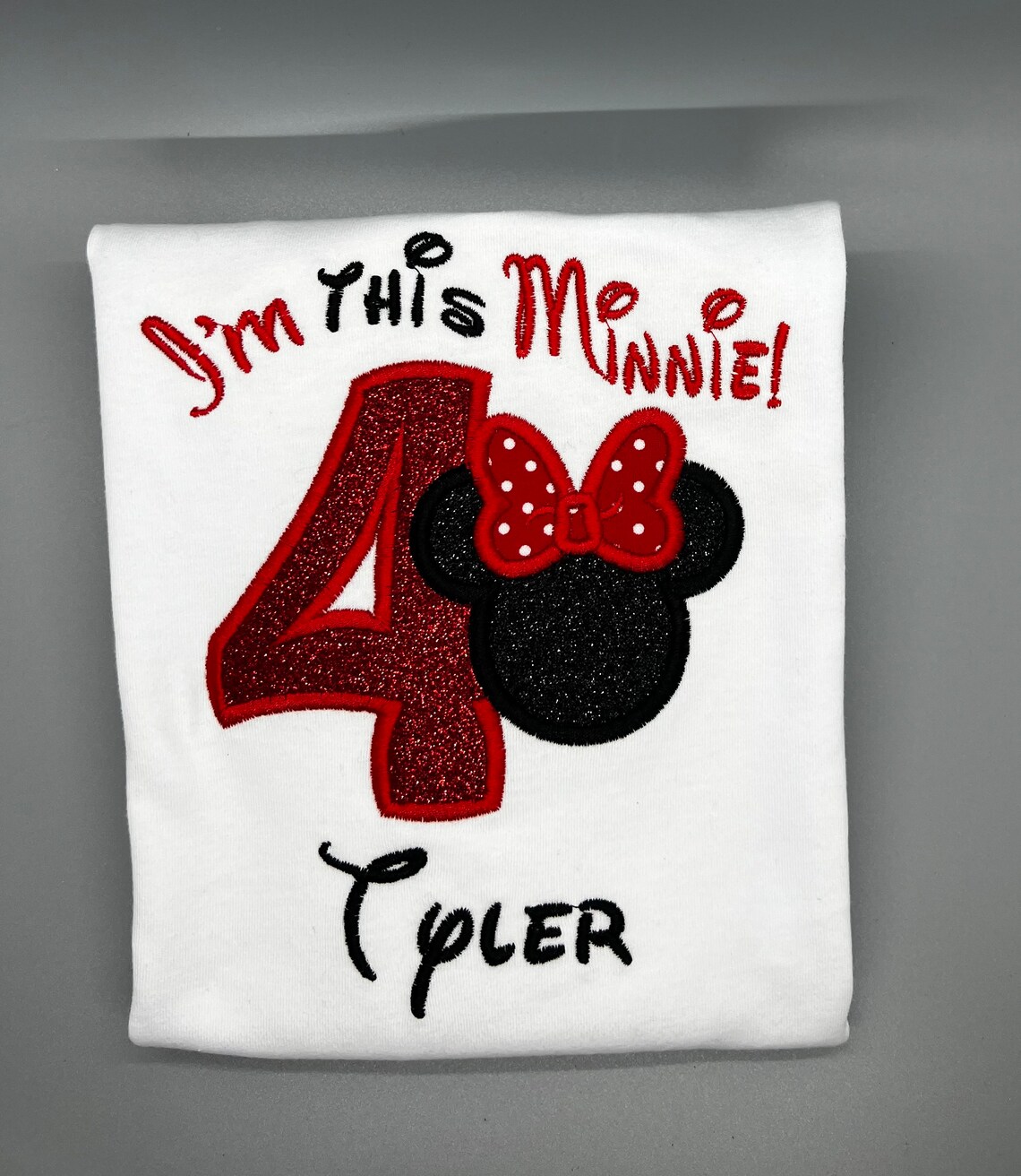 Minnie Mouse Inspired 4th Birthday Shirt/ Red and Black Minnie Birthday ...