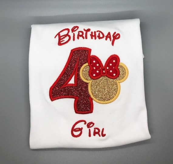 Red and Gold Minnie Mouse Inspired 4th Birthday/ Girls 4th | Etsy