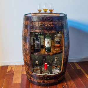 Refurbished Whiskey Barrel Open Display Cabinet - Etsy