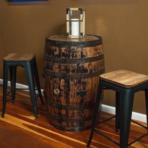 Deluxe Whiskey Barrel Cabinet Table W/ Lazy Susan Rotating Shelf and ...