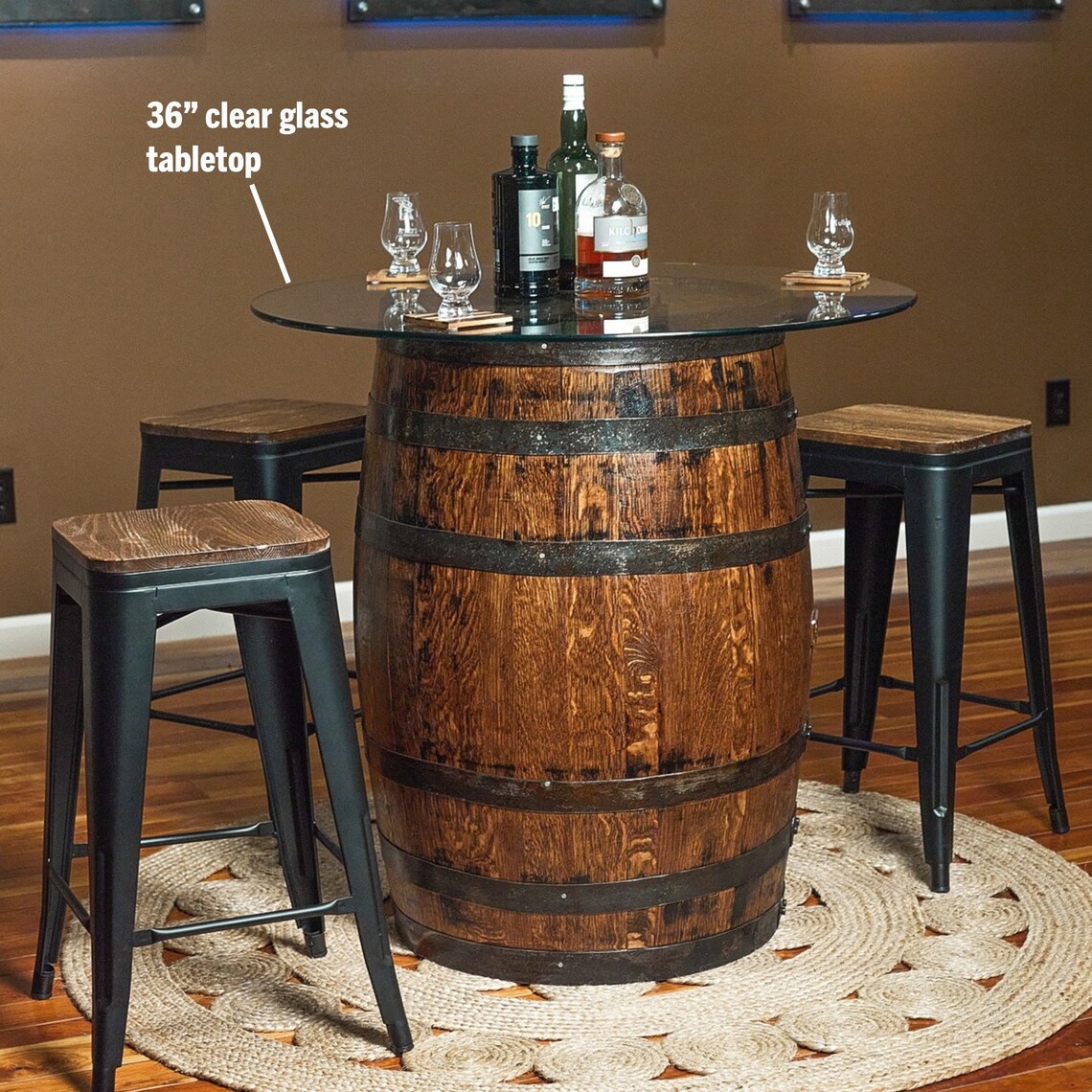Standard Whiskey Barrel Pub Table Counter Height Solid Wood - Etsy