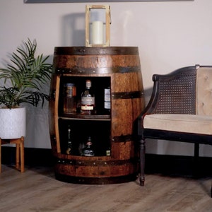 Refurbished Whiskey Barrel Open Display Cabinet - Etsy