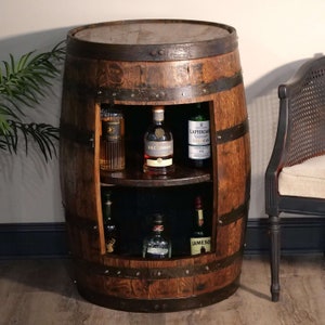 Refurbished Whiskey Barrel Open Display Cabinet - Etsy