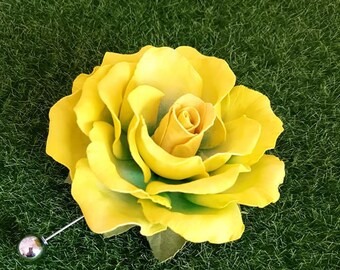 Yellow Rose Brooch - Etsy