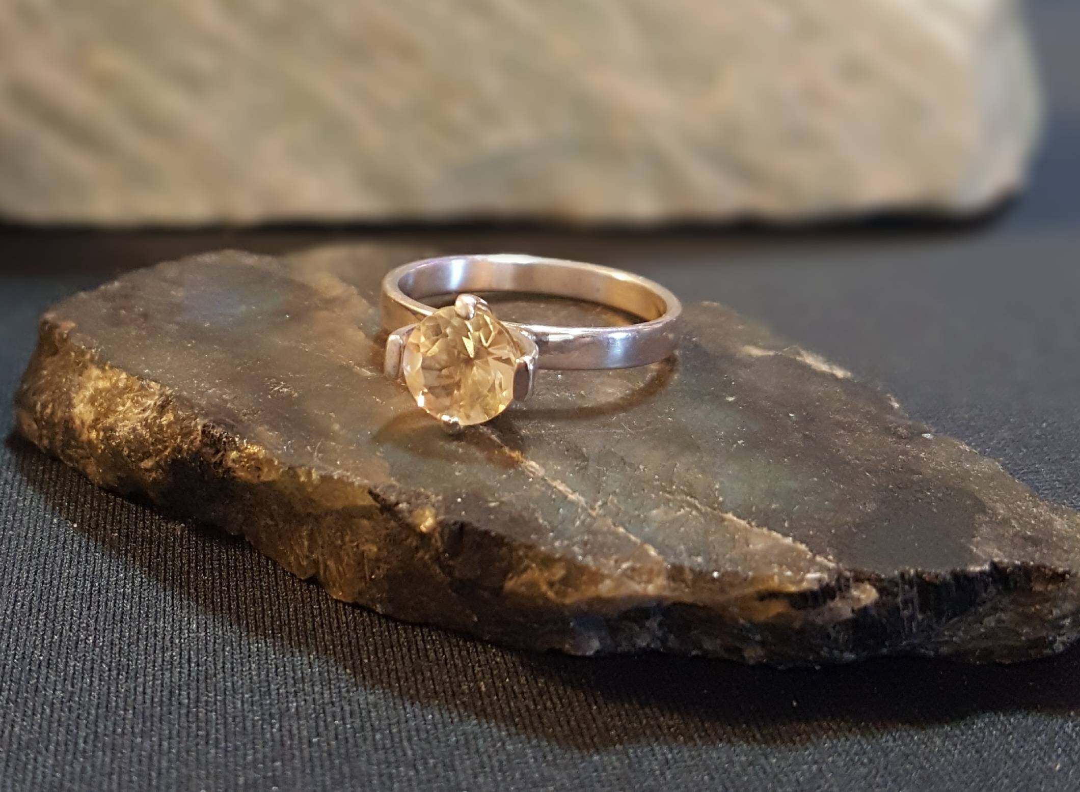 Yellow Quartz Silver Tension Ring - Etsy