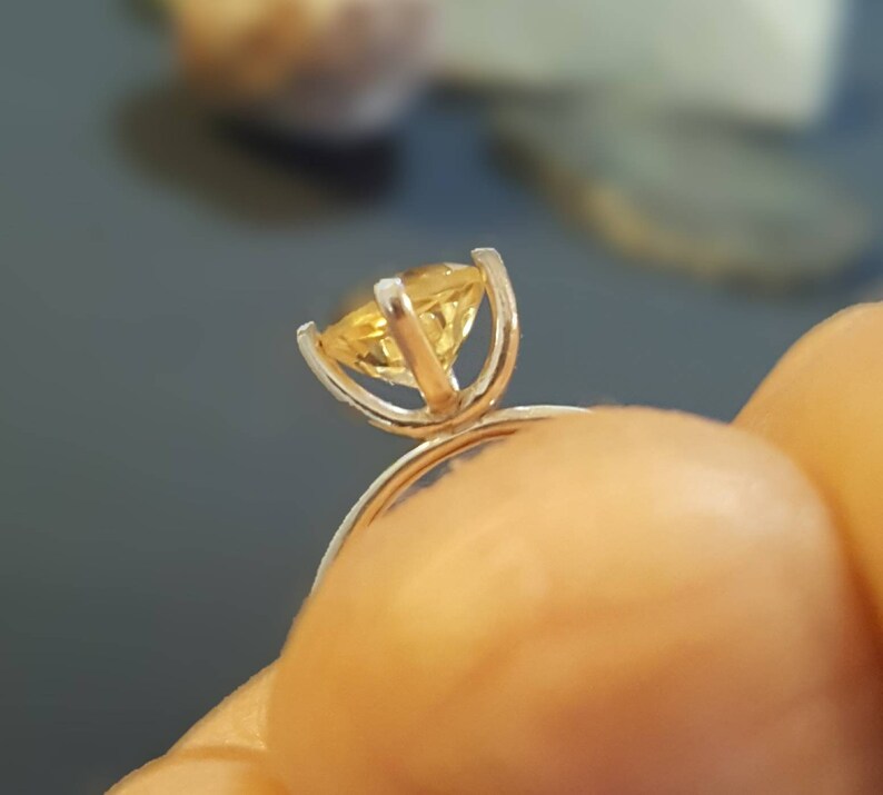Yellow Quartz Silver Tension Ring - Etsy
