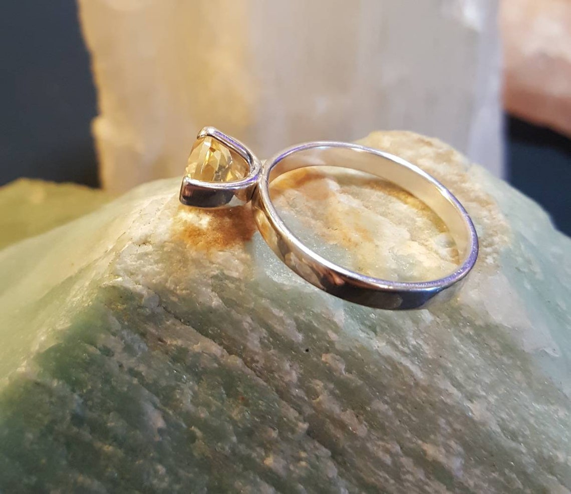 Yellow Quartz Silver Tension Ring - Etsy