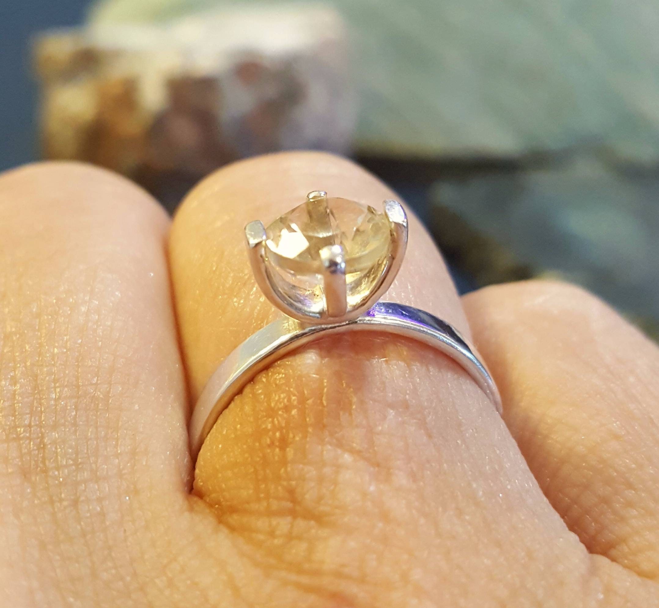 Yellow Quartz Silver Tension Ring - Etsy
