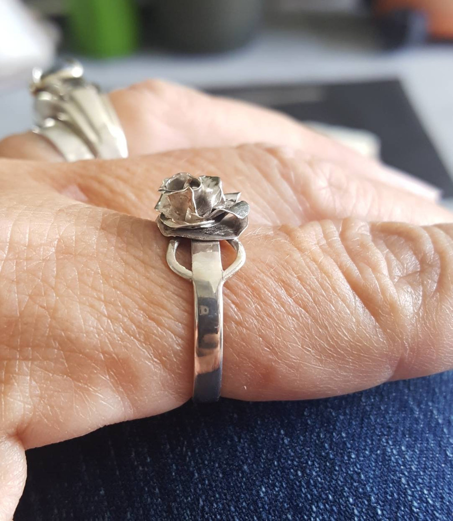Sterling Silver Rosette Ring - Etsy