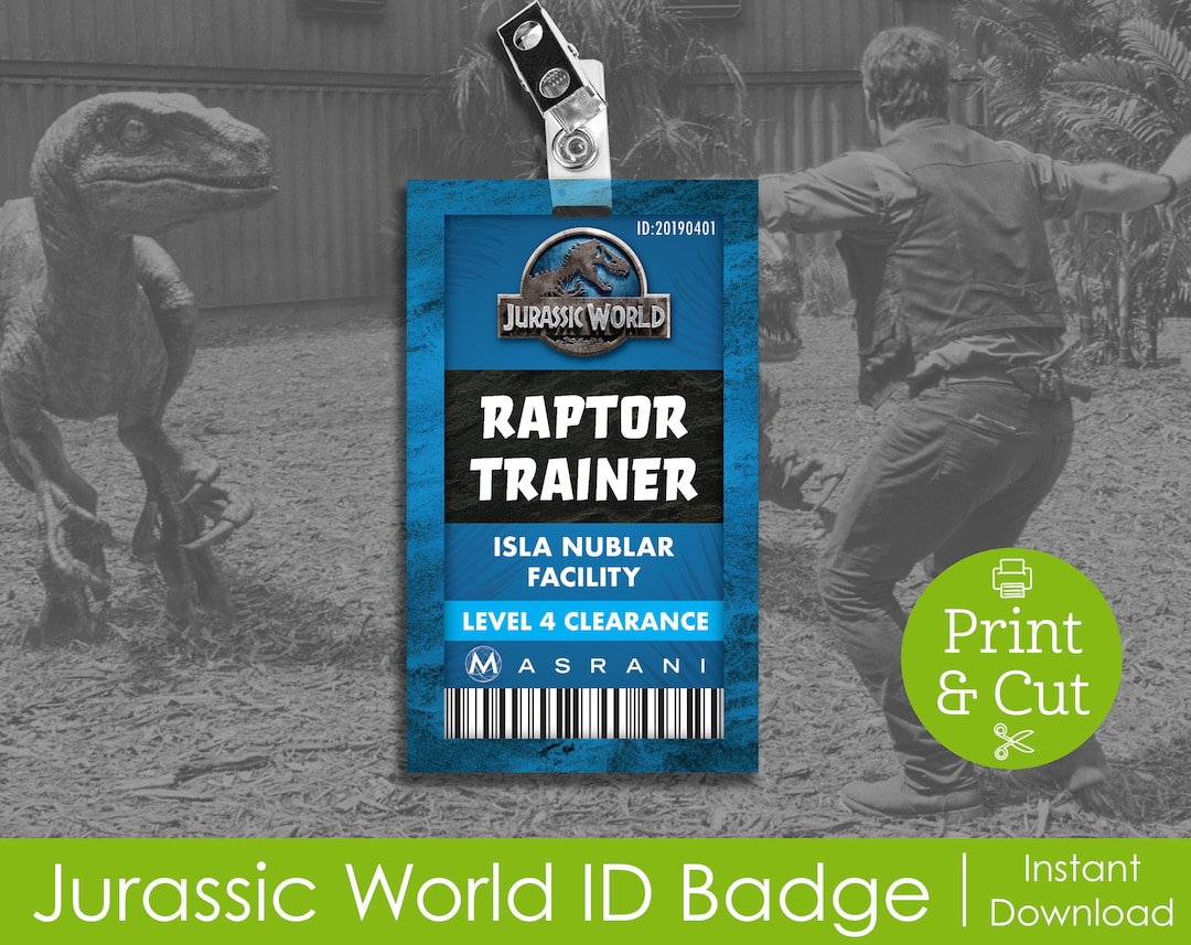 ID Badge, Halloween Costume, Digital Download, Jurassic Cosplay, Raptor ...