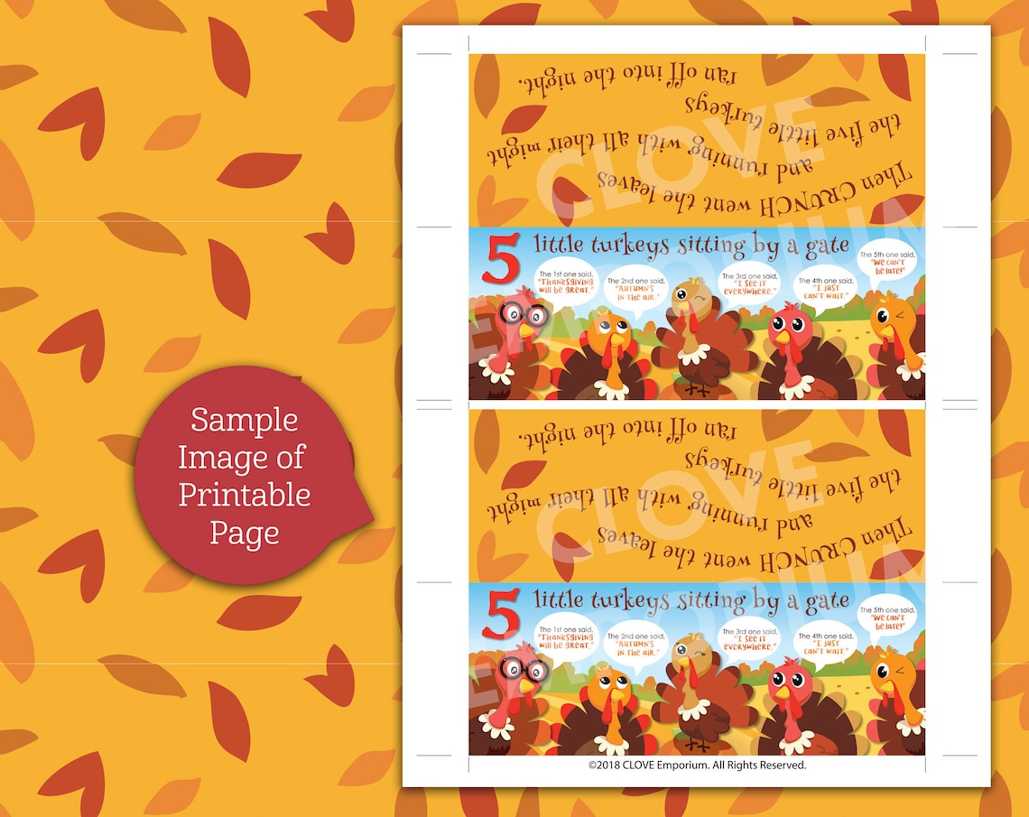 Thanksgiving Printable INSTANT DIGITAL DOWNLOAD 5 Little - Etsy