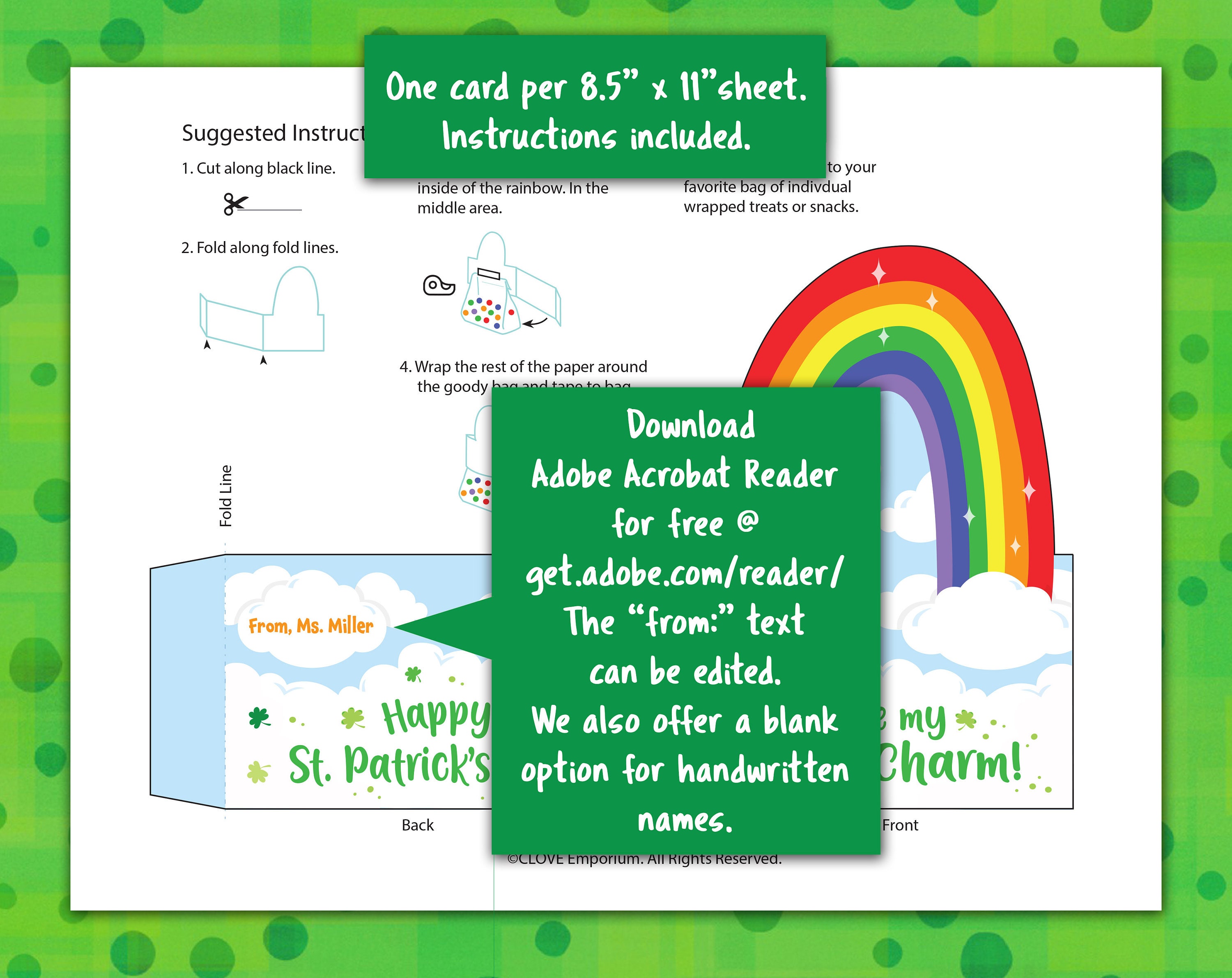 Lucky Charm Bag Topper Rainbow Seeds INSTANT EDITABLE | Etsy