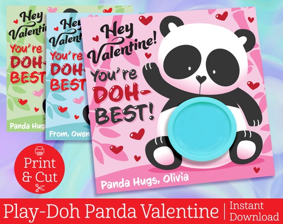 Panda Valentine Day Cards Instant Editable Download Play - Etsy