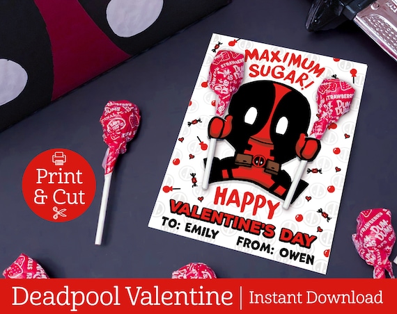 Deadpool Inspired Valentine INSTANT EDITABLE DOWNLOAD | Etsy