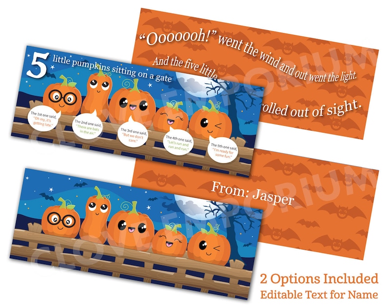 5 Little Pumpkins Bag Topper DIGITAL EDITABLE DOWNLOAD - Etsy