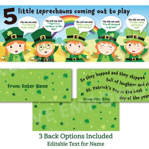 5 Little Leprechauns Bag Topper, INSTANT EDITABLE DOWNLOAD, St Patricks ...