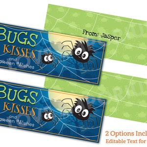 Bugs and Kisses Bag Topper, INSTANT EDITABLE DOWNLOAD, Halloween Treat ...