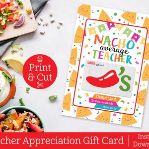 Nacho Average Teacher Gift Card Holder, DIGITAL EDITABLE DOWNLOAD ...