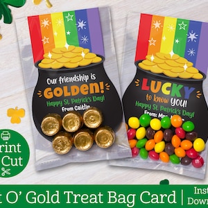 Pot of Gold Rainbow Gift Tags, INSTANT EDITABLE DOWNLOAD, St Patricks ...