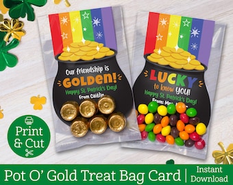 Pot of Gold Rainbow Gift Tags INSTANT EDITABLE DOWNLOAD St - Etsy