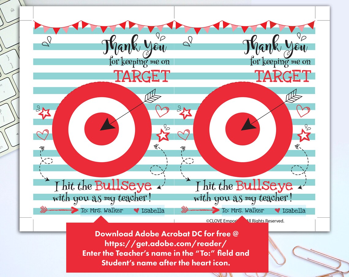 Target Gift Card Holder, Editable Digital Download, Teacher ...