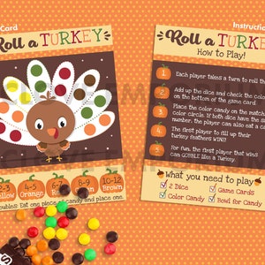 Roll A Turkey Game, INSTANT DOWNLOAD, Thanksgiving Family Game ...
