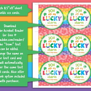 Lucky Charm Tag, INSTANT EDITABLE DOWNLOAD, St. Patricks Day Tag, You ...
